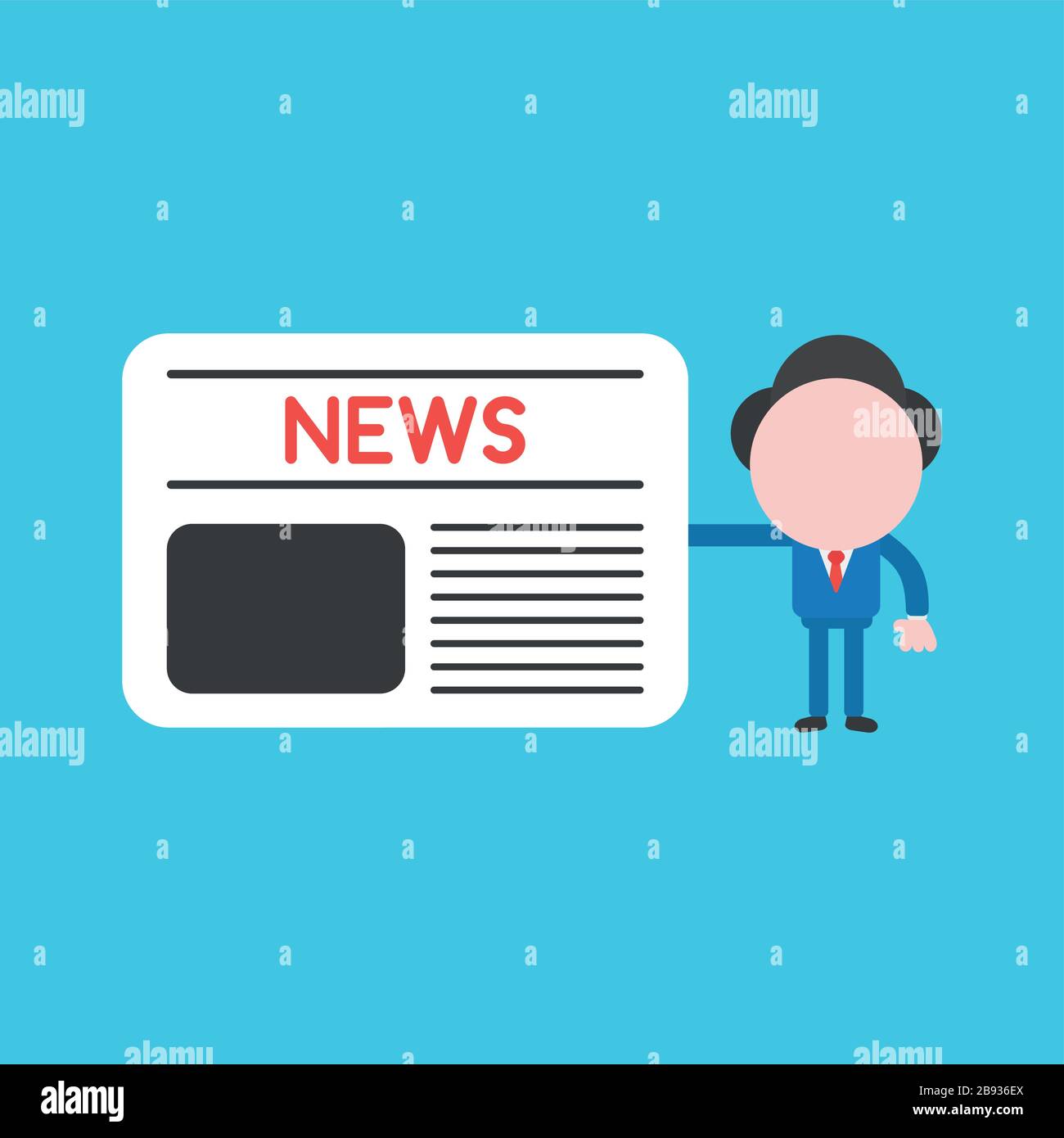 Vector illustration of businessman character holding newspaper Stock ...