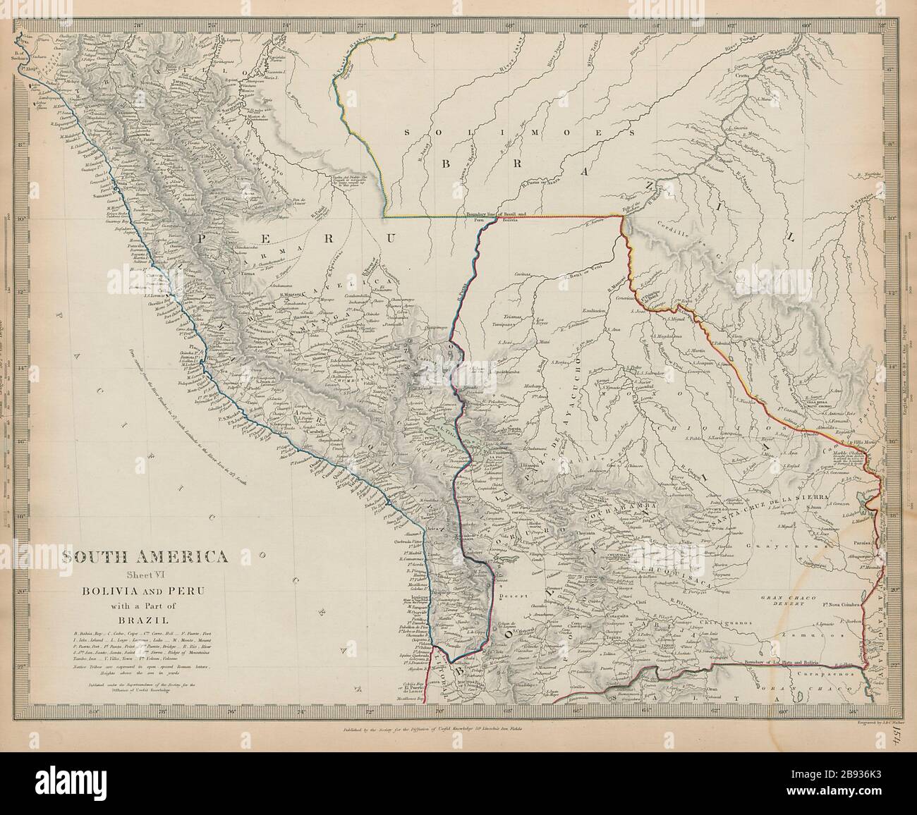 BOLIVIA, PERU with part of Brazil. Indian tribes Bolivian Litoral SDUK ...