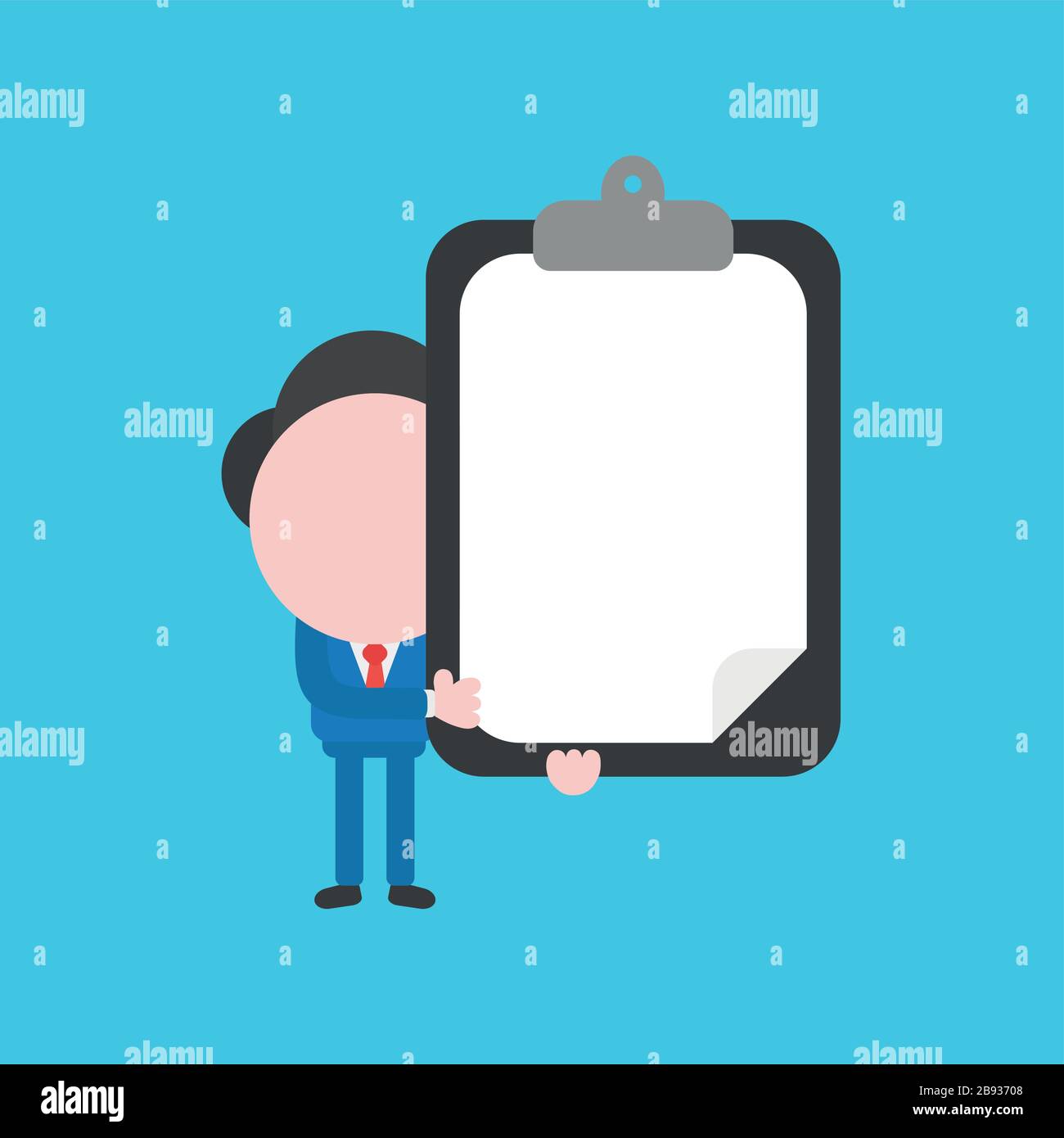 Vector illustration of businessman character holding clipboard with ...
