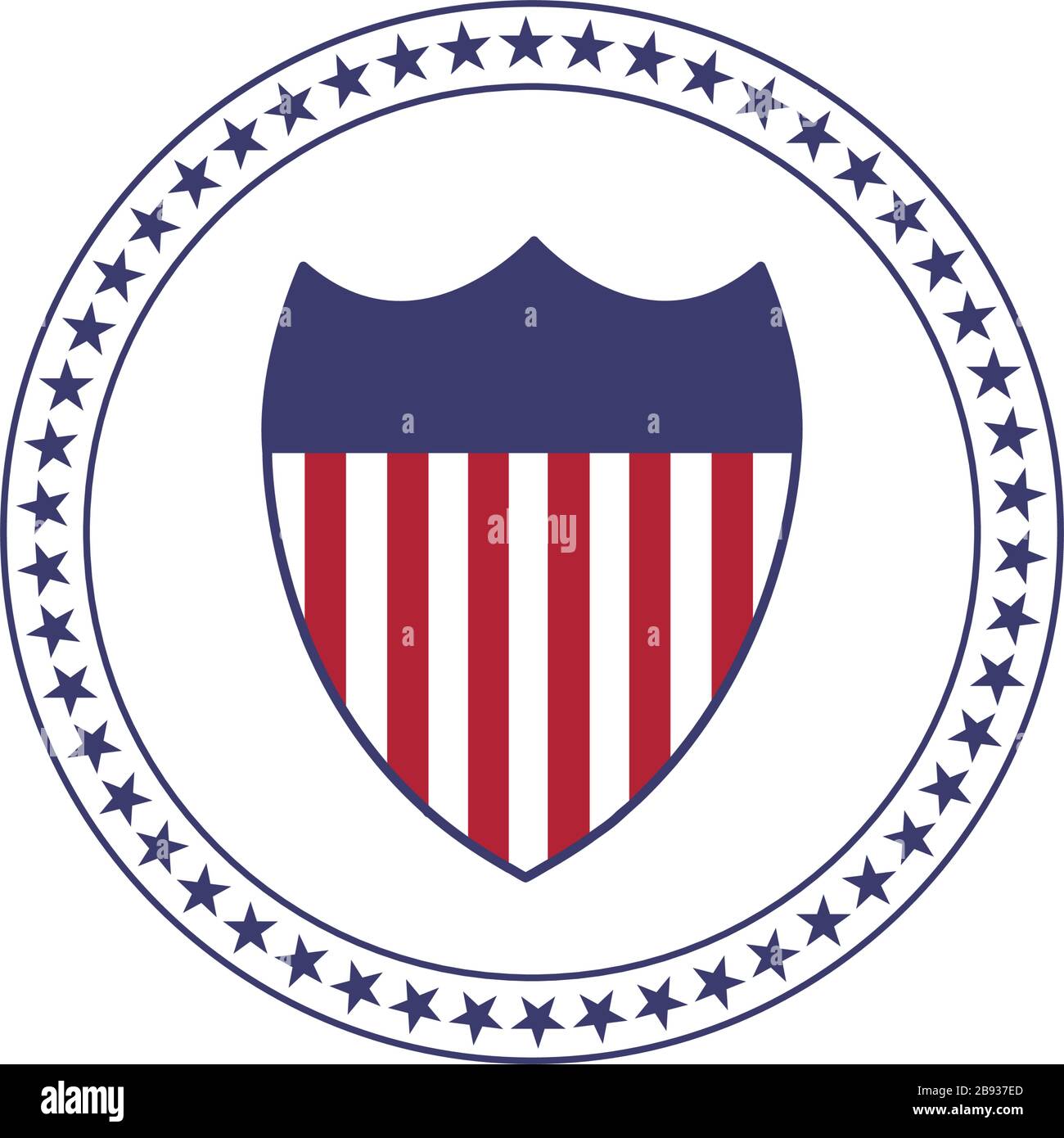 50 american states stars in circle with american national shield. Stock ...