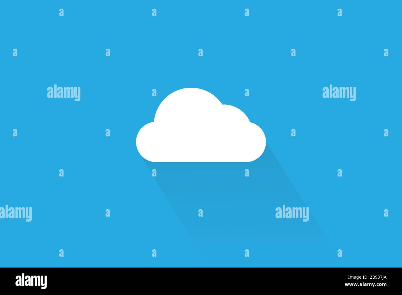 Simple cloud with light shadow isolated on blue background. Icon for ...