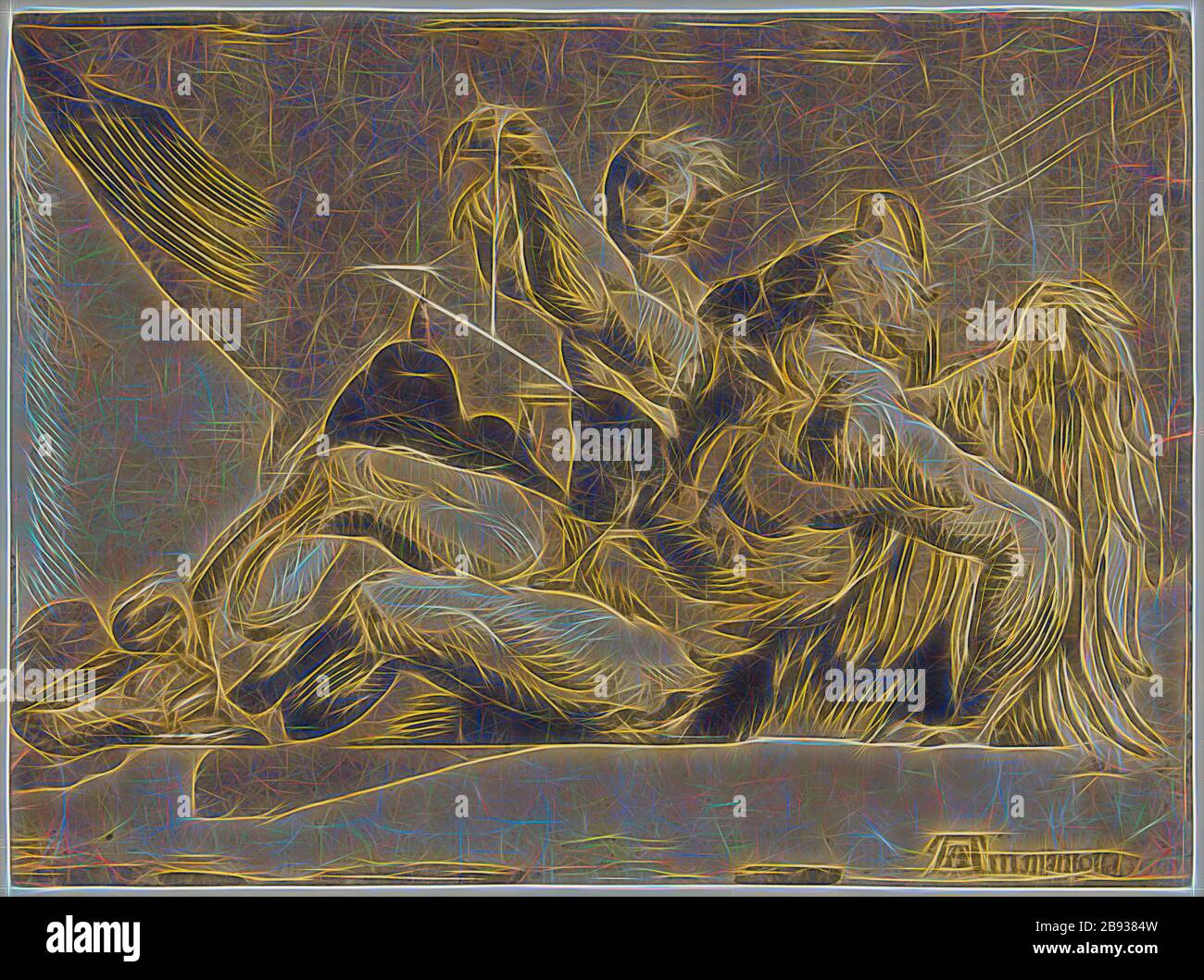 Chiaroscuro woodcut printed in gray and black hi-res stock photography ...