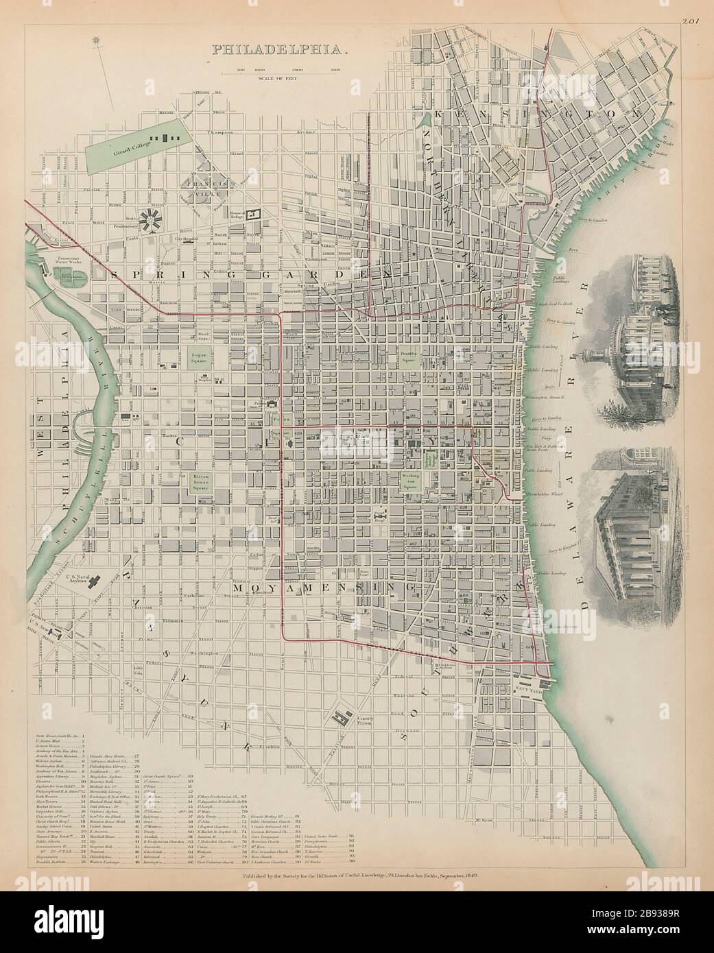 Map of pennsylvania with inset map of philadelphia hi-res stock ...
