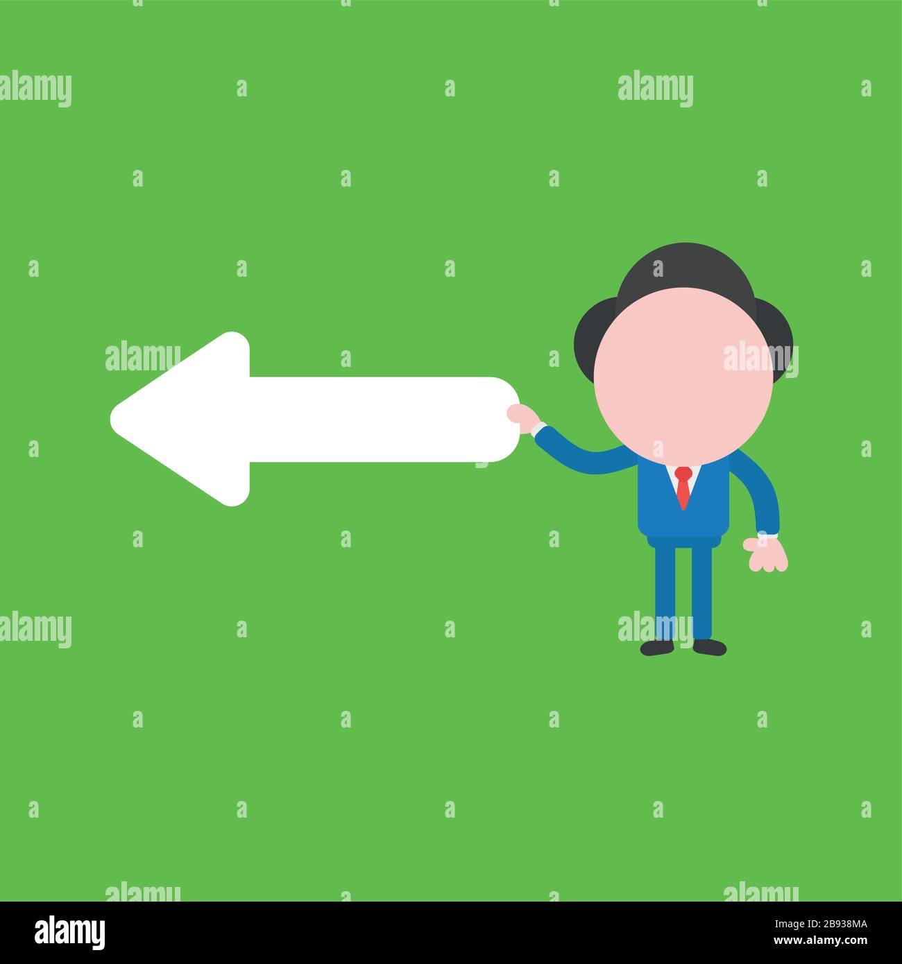Vector illustration of businessman character holding arrow pointing ...