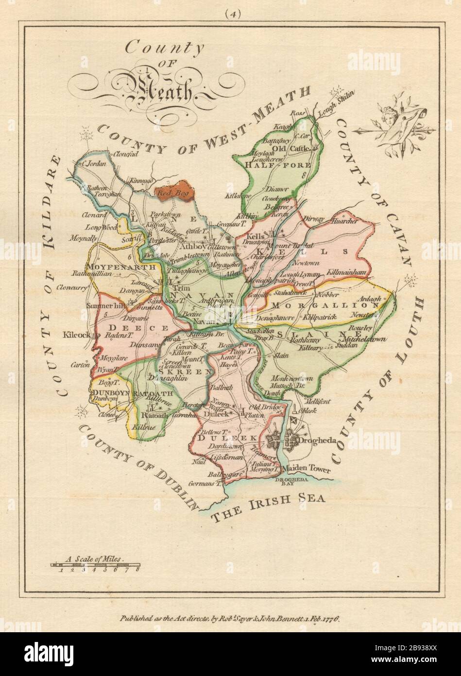County of Meath, Leinster. Antique copperplate map by Scalé / Sayer ...