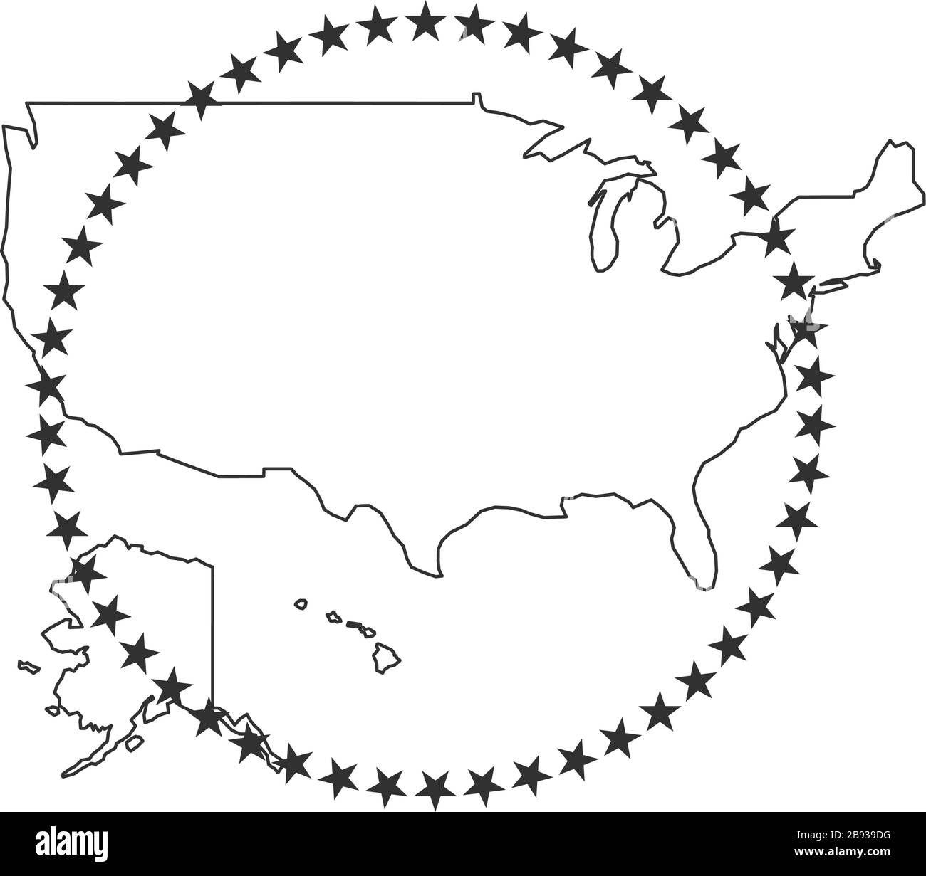 50 american states stars in circle and usa map inside. Stock Vector ...