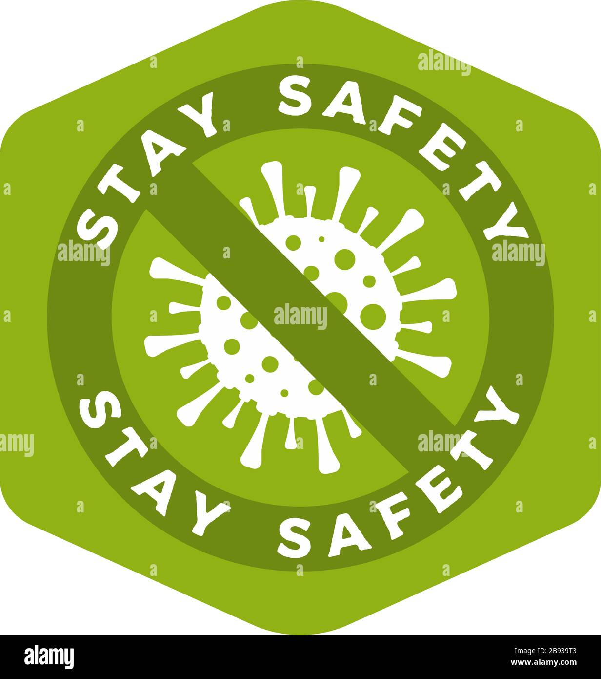 Coronavirus caution green badge. Covid-2019 safety advice label - Stay ...
