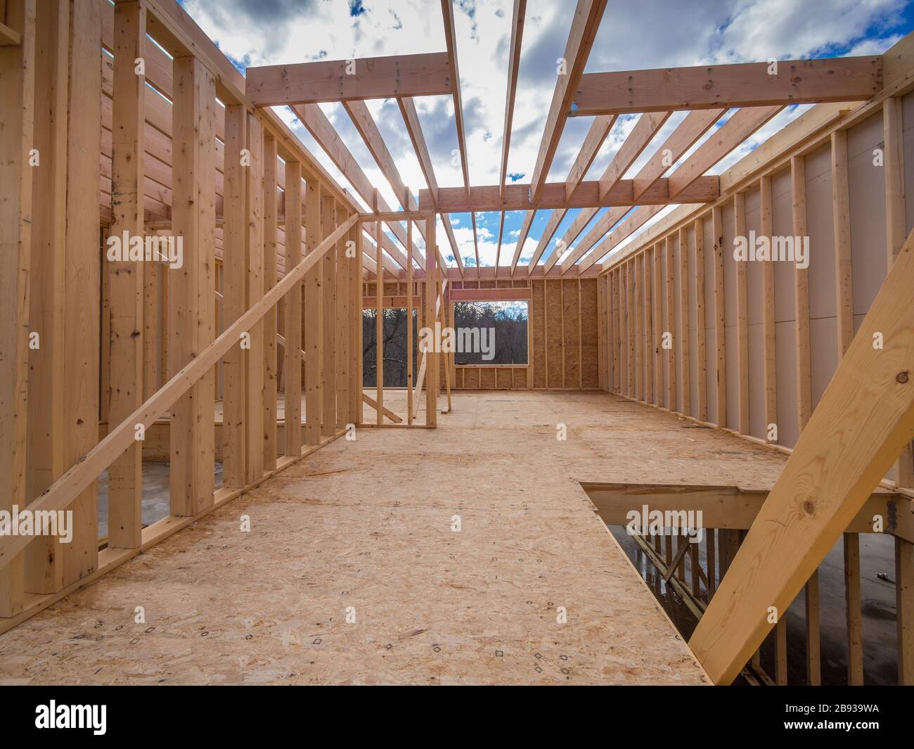 New house framing construction Stock Photo - Alamy