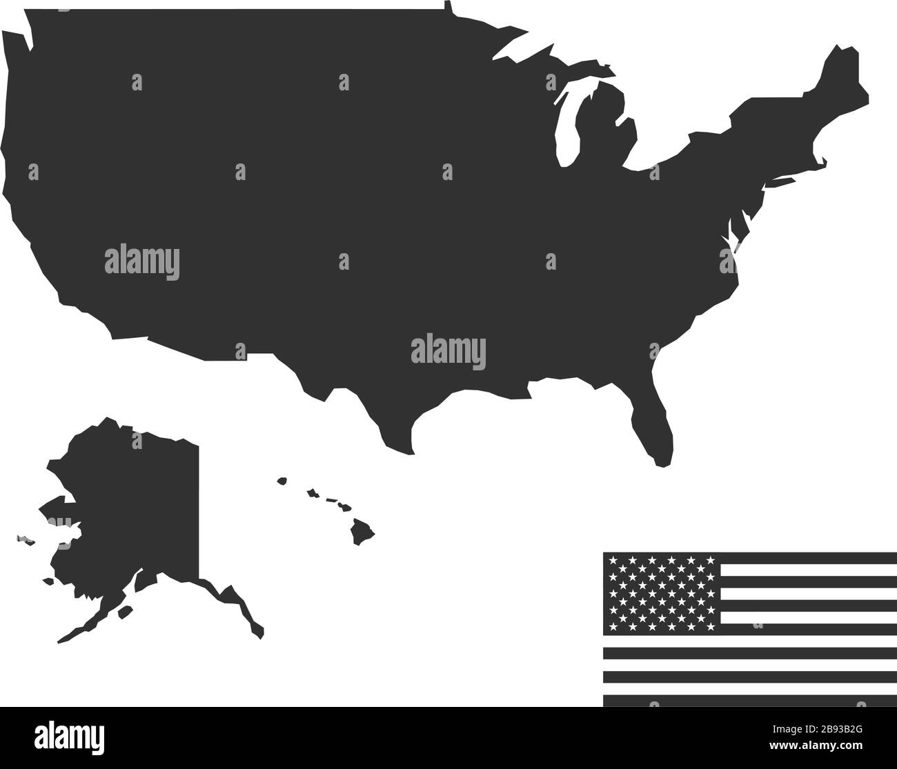 Map of USA and flag in black color. Stock Vector illustration isolated ...