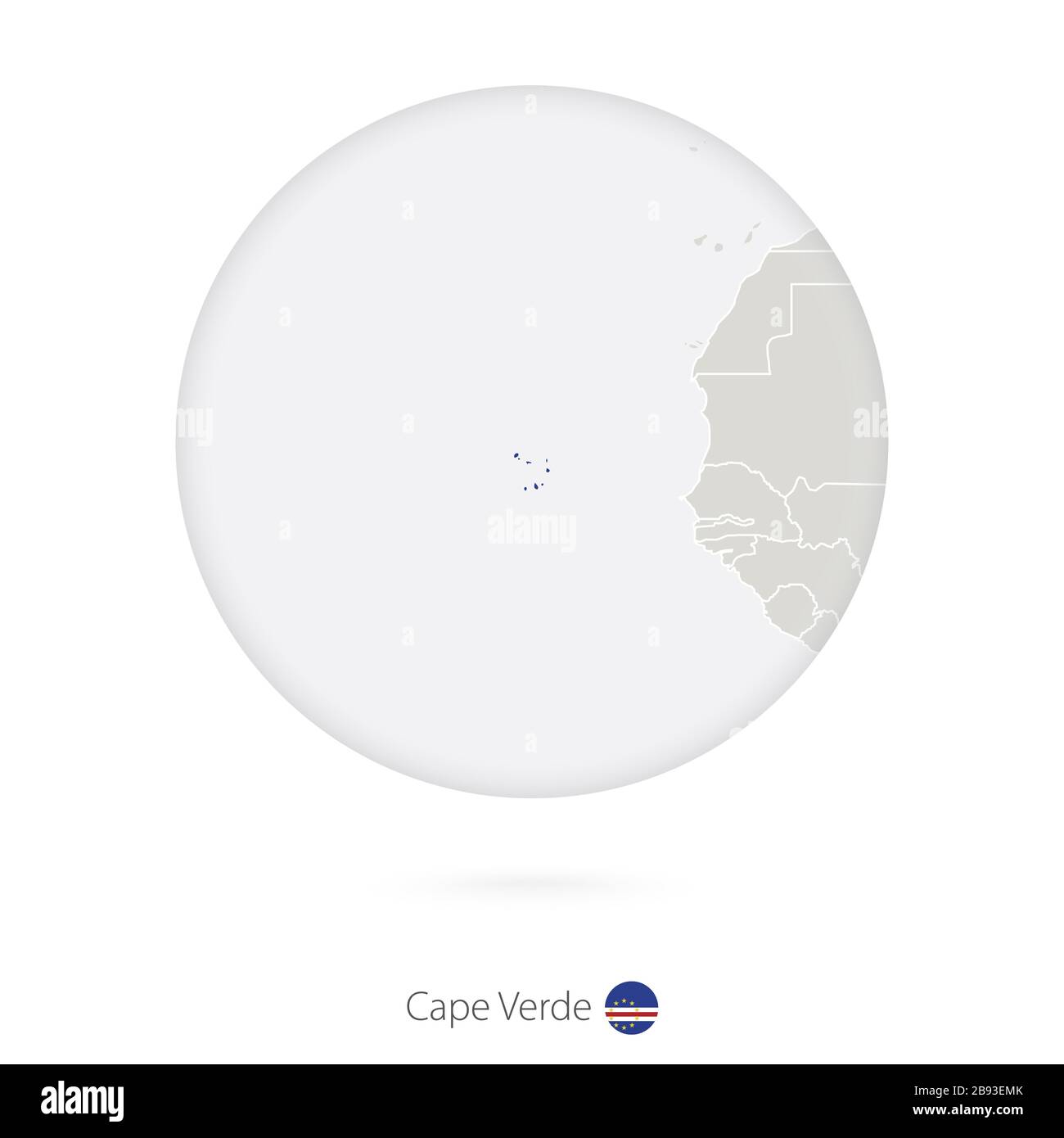 Map of Cape Verde and national flag in a circle. Cape Verde map contour ...
