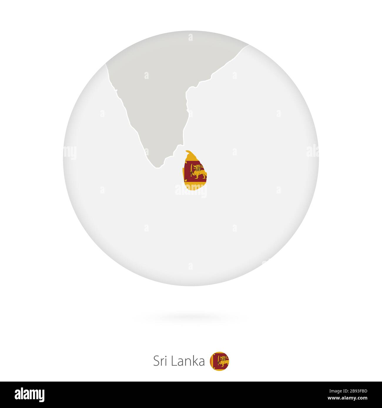 Map of Sri Lanka and national flag in a circle. Sri Lanka map contour ...