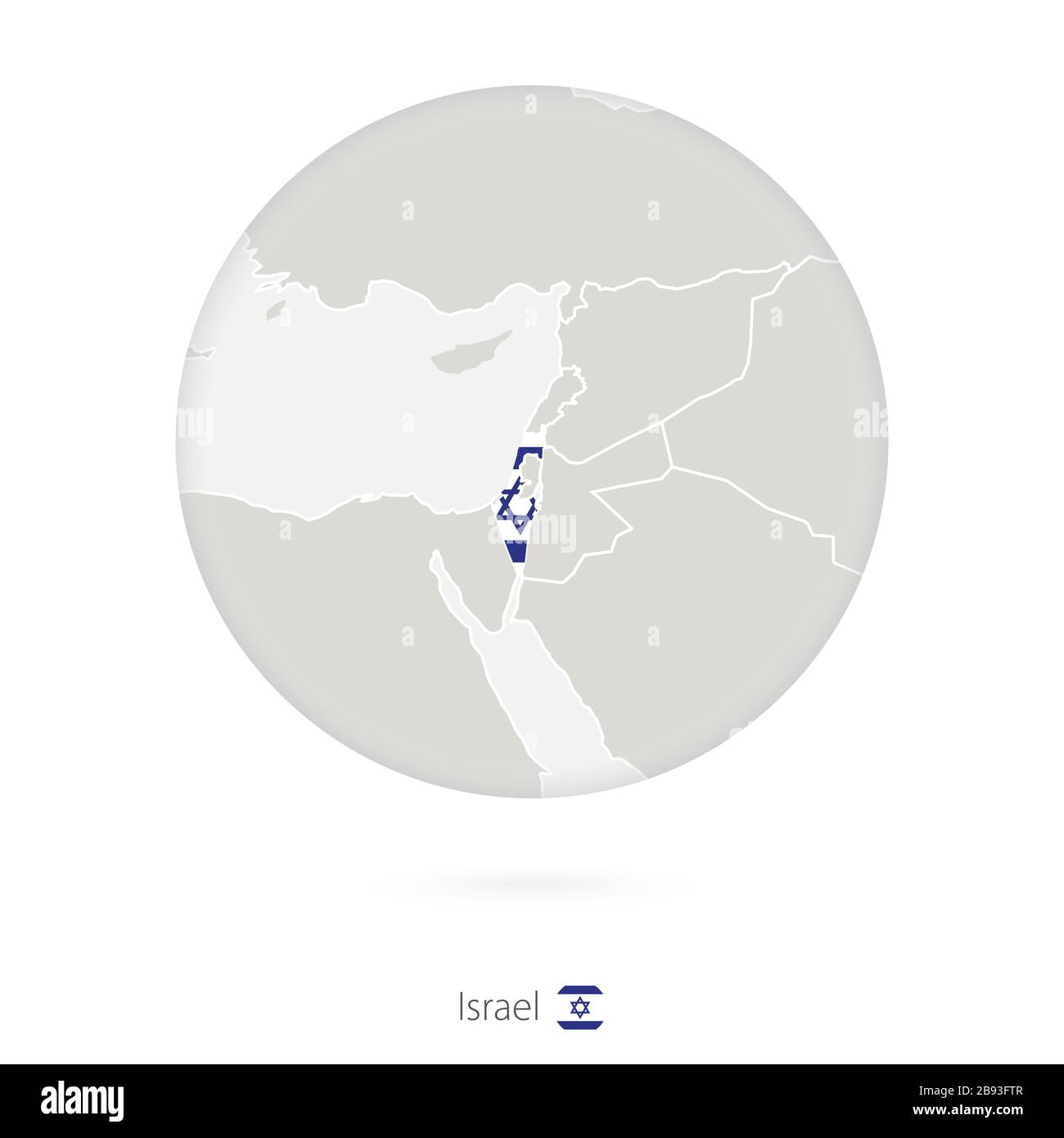 Map of Israel and national flag in a circle. Israel map contour with ...