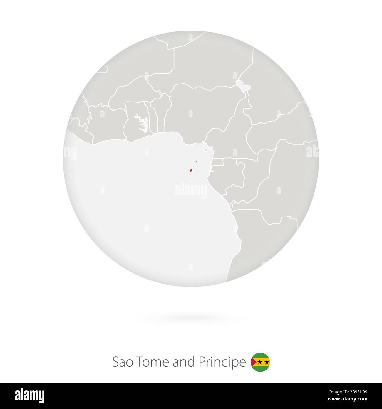 Map of Sao Tome and Principe and national flag in a circle. Sao Tome ...