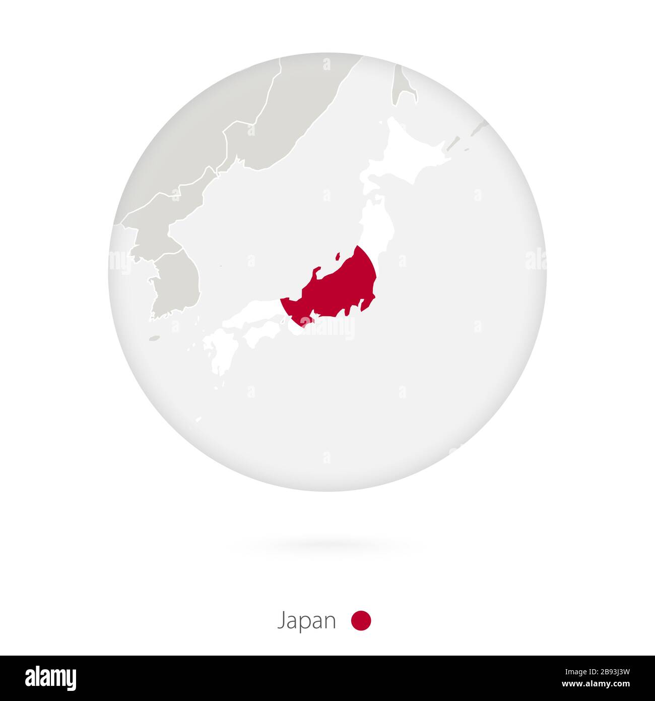 Map of Japan and national flag in a circle. Japan map contour with flag ...
