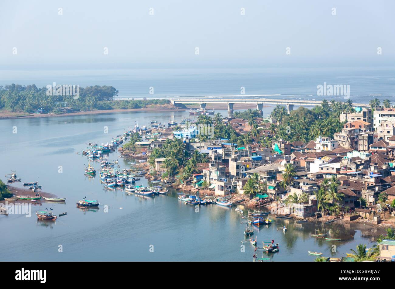 View of Kajali River, Kajali Mangroves and Bhatye Bridge Sea Link near ...