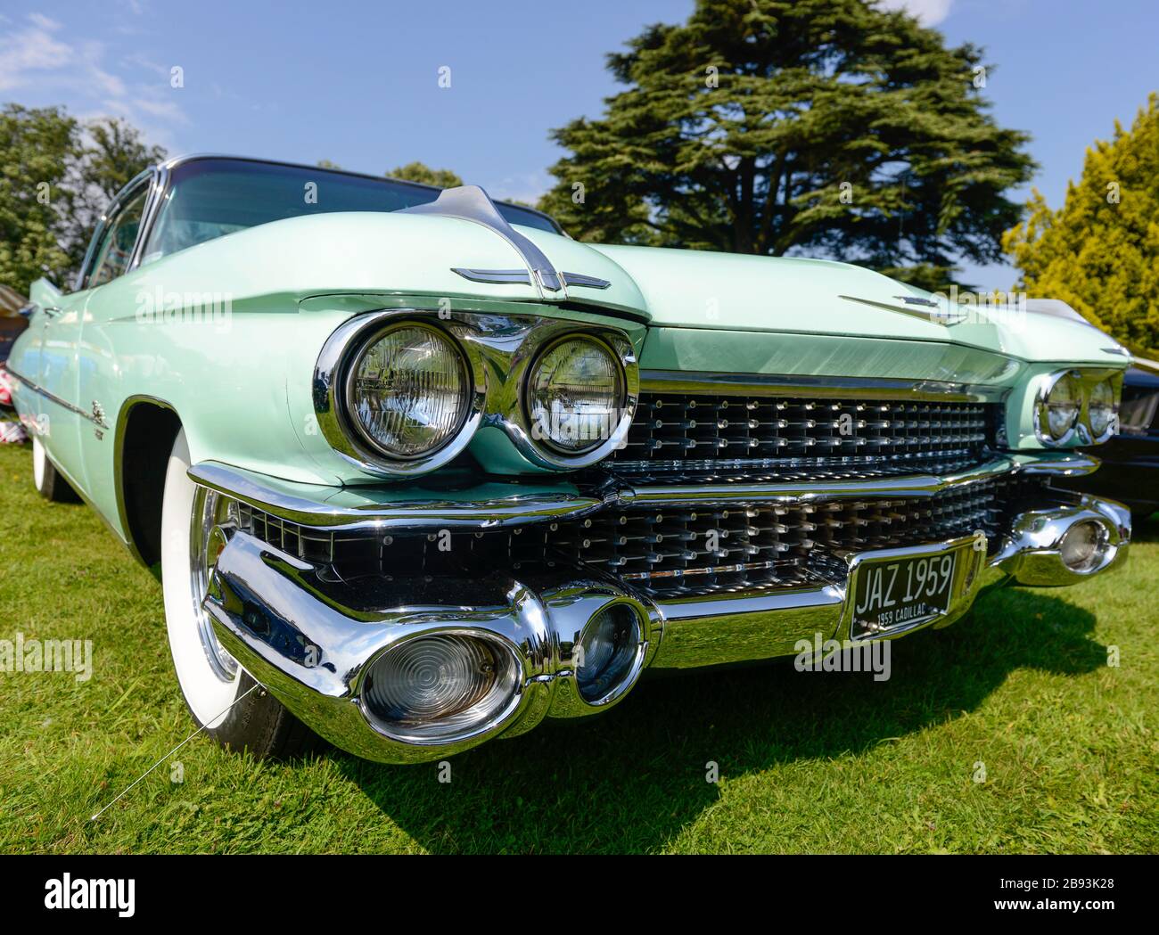 Close up of the front of a classic 1959 Cadillac coupe de Ville with ...