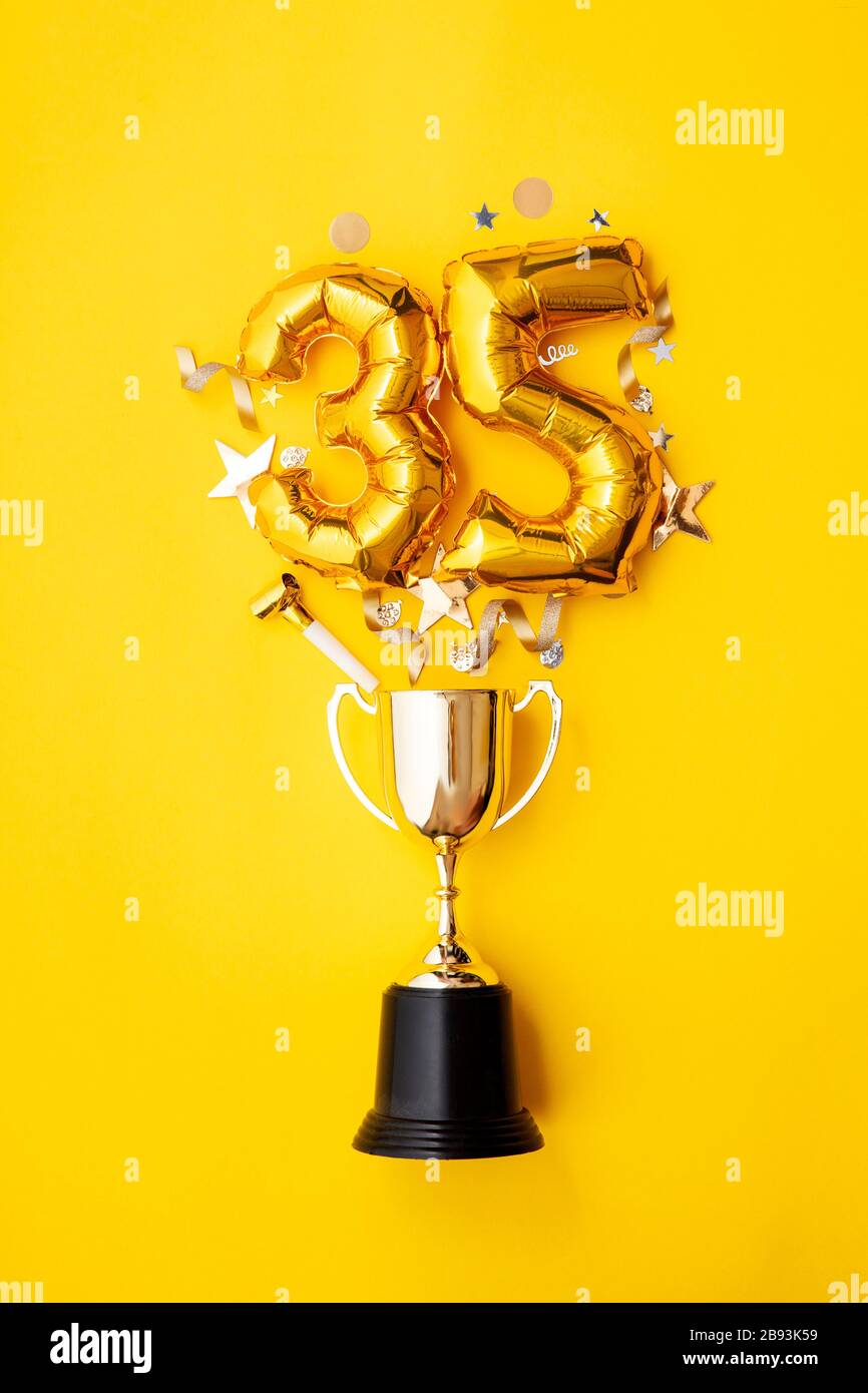 Number 35 gold anniversary hi-res stock photography and images - Alamy