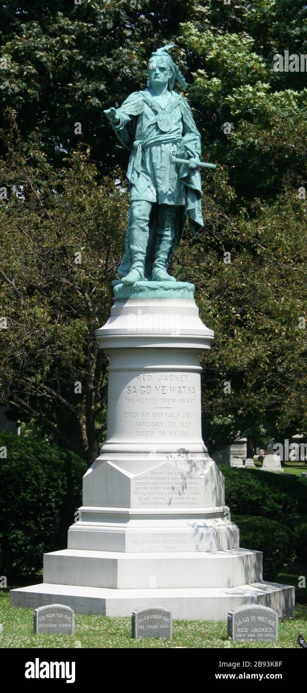 Red jacket monument at forest lawn cemetery hi-res stock photography ...
