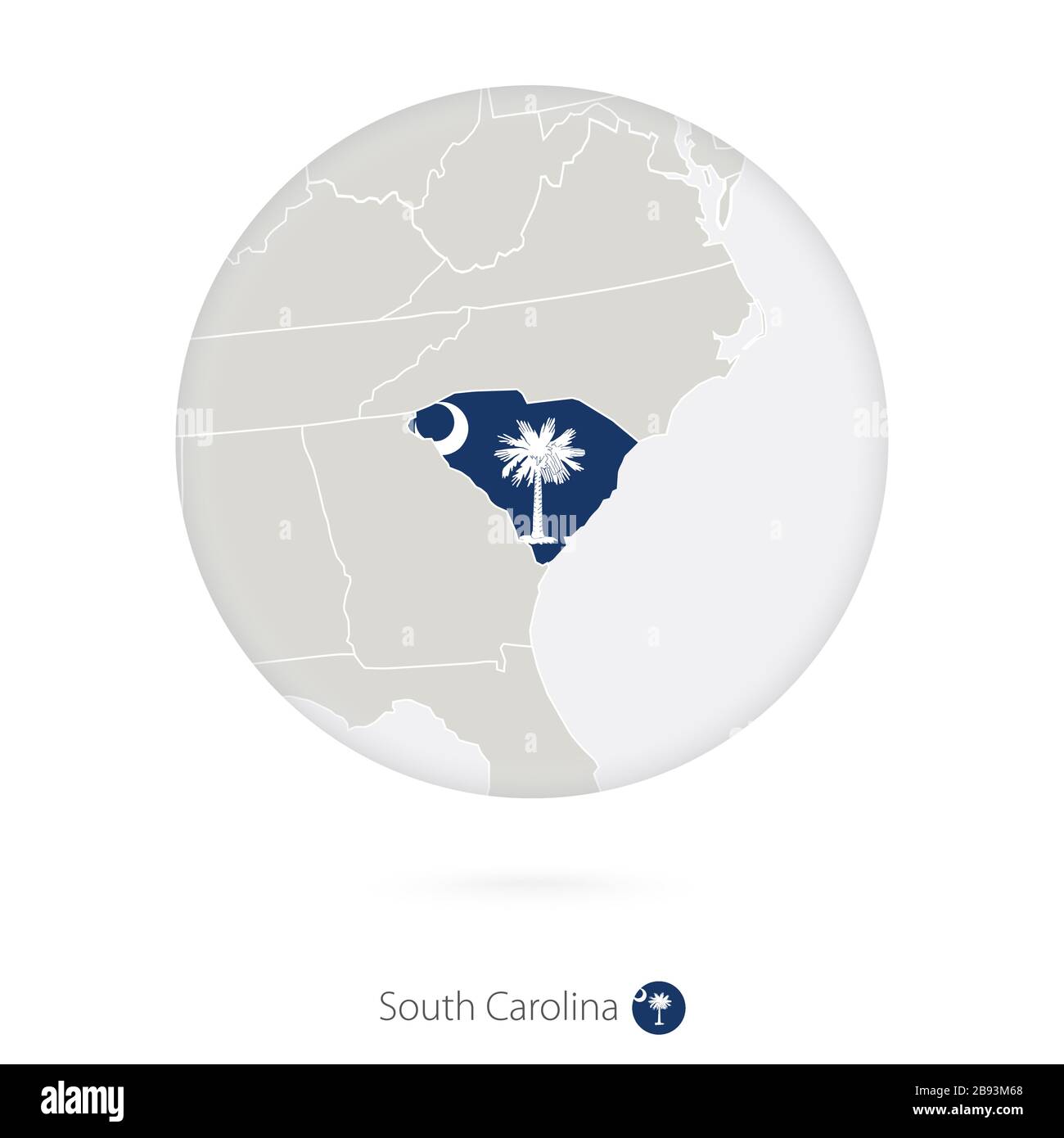 Map of South Carolina State and flag in a circle. South Carolina US ...
