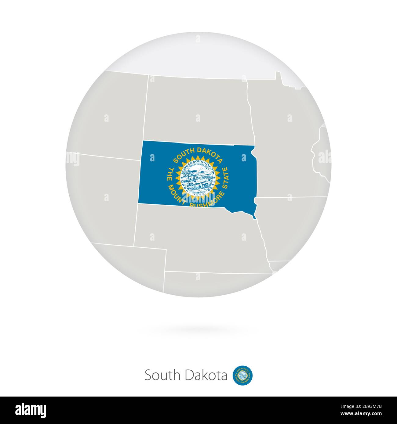 Map of South Dakota State and flag in a circle. South Dakota US State ...