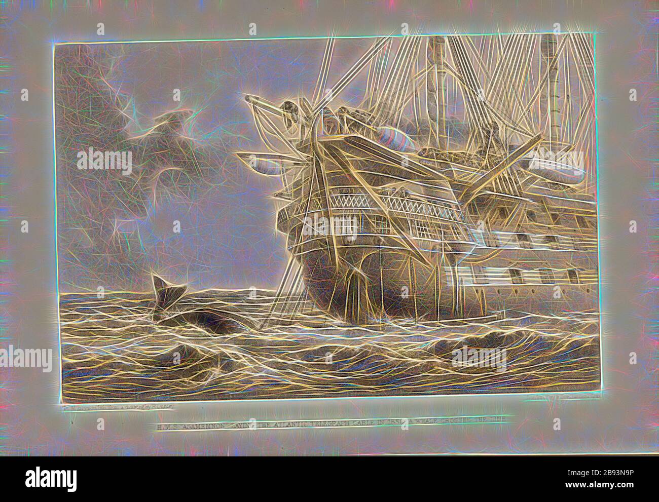 H.M.S. Agamemnon laying the Atlantic telegraph cable in 1858. A whale ...