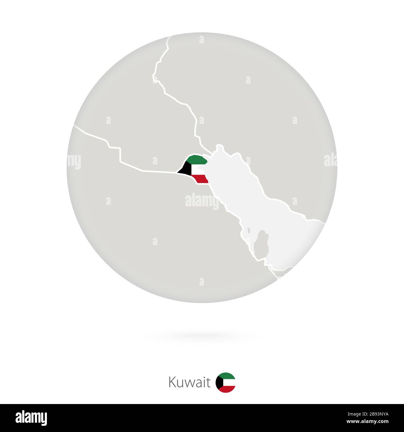 Map of Kuwait and national flag in a circle. Kuwait map contour with ...
