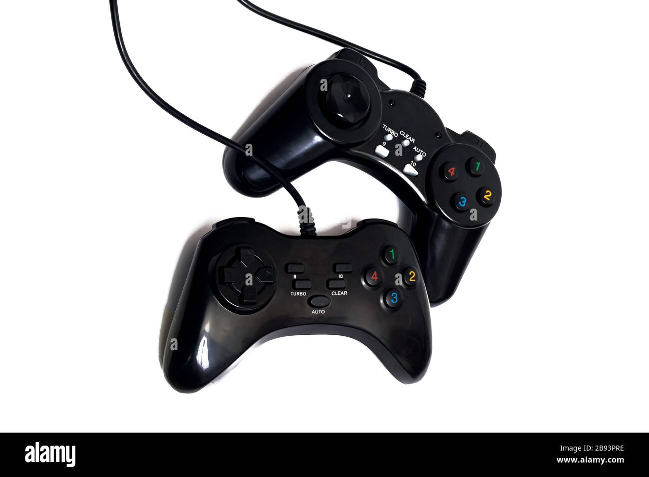 Two game joysticks isolated on white background Stock Photo - Alamy