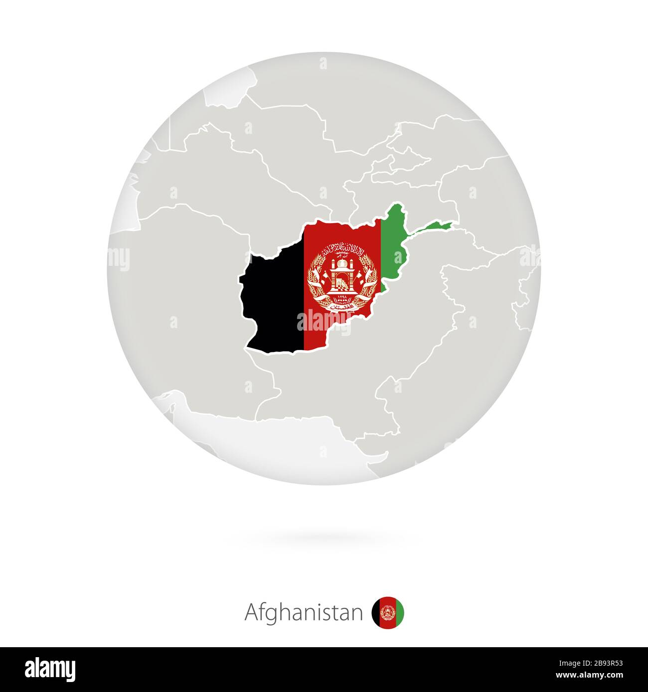 Map of Afghanistan and national flag in a circle. Afghanistan map ...