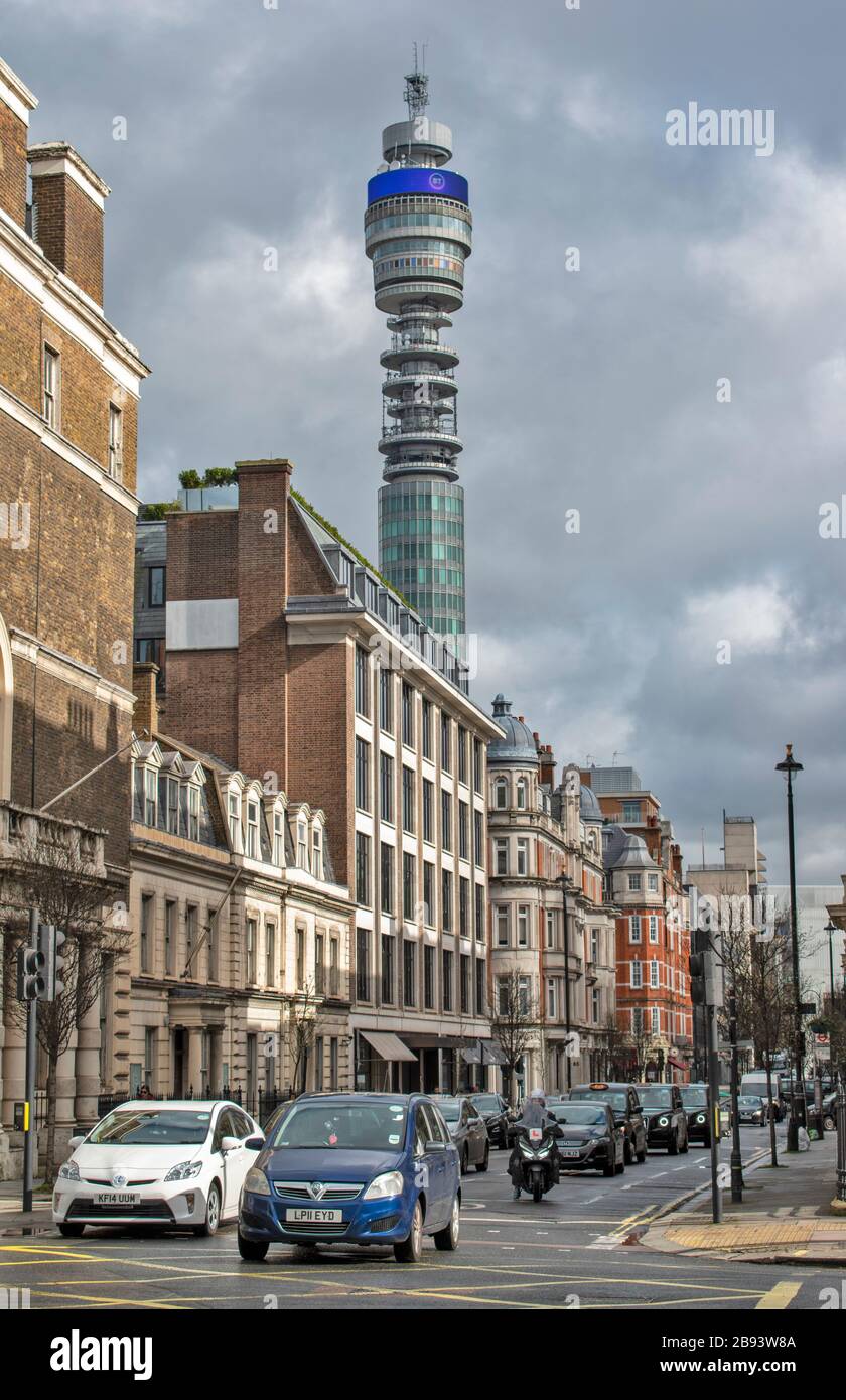 LONDON THE BT TOWER SEEN FROM NEW CAVENDISH STREET Stock Photo - Alamy