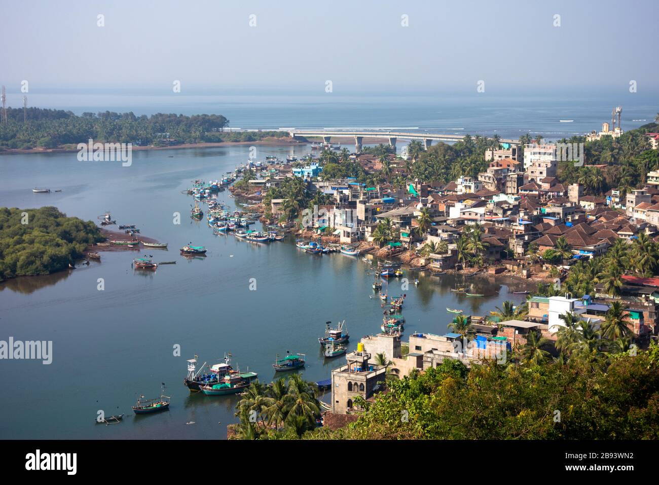 View of Kajali River, Kajali Mangroves and Bhatye Bridge Sea Link near ...