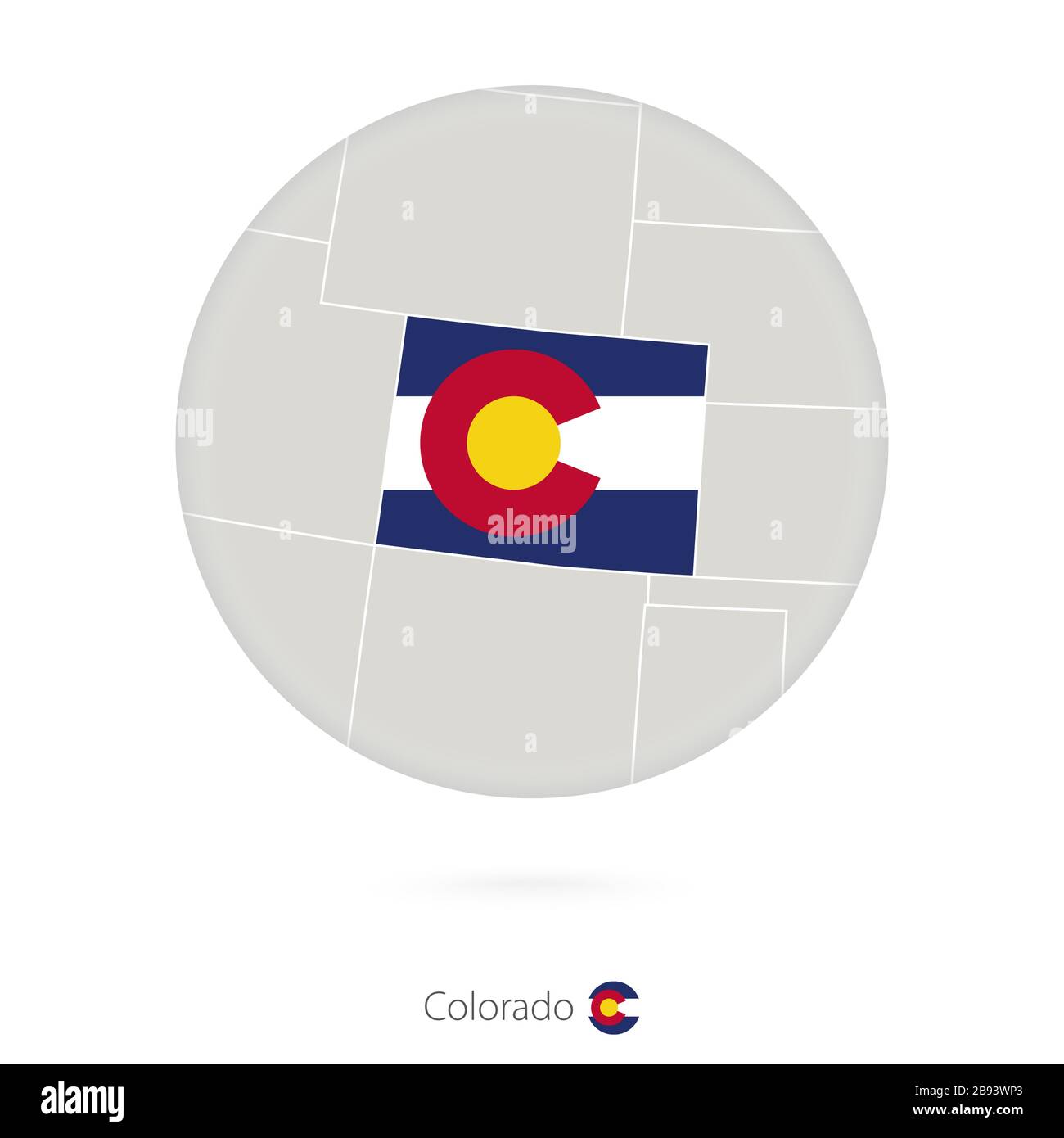 Map of Colorado State and flag in a circle. Colorado US State map ...