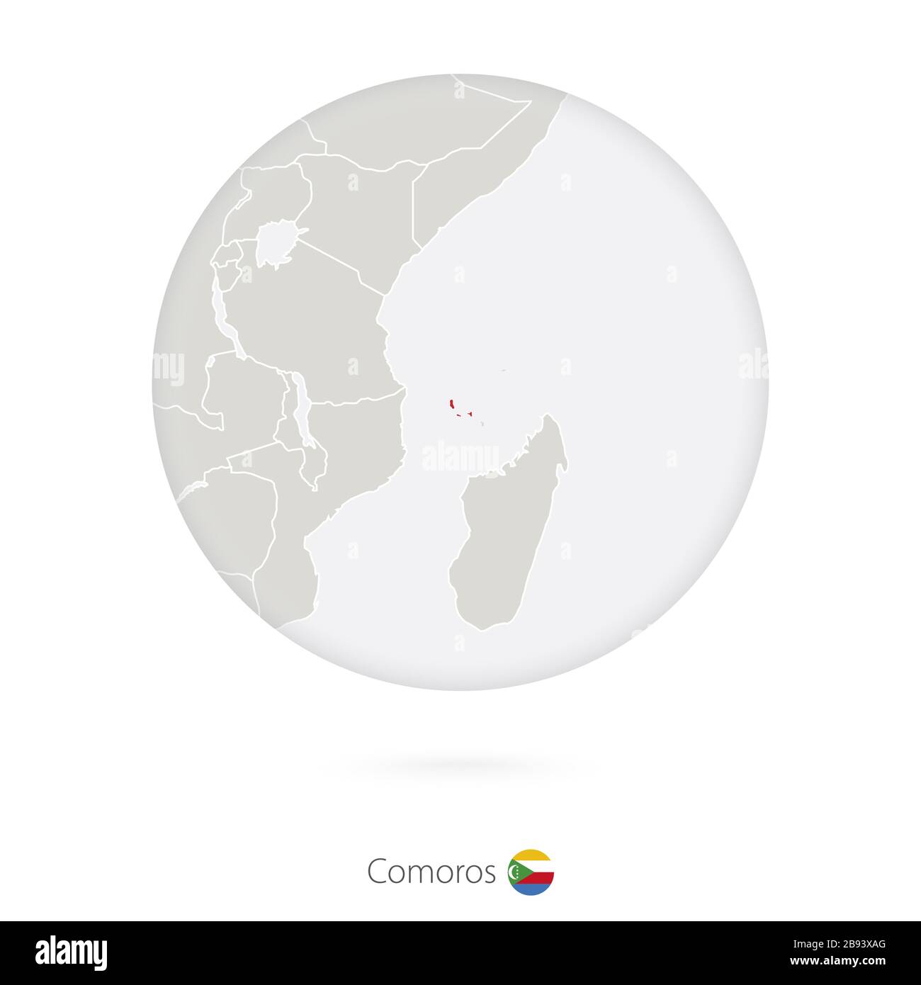 Map of Comoros and national flag in a circle. Comoros map contour with flag. Vector Illustration ...