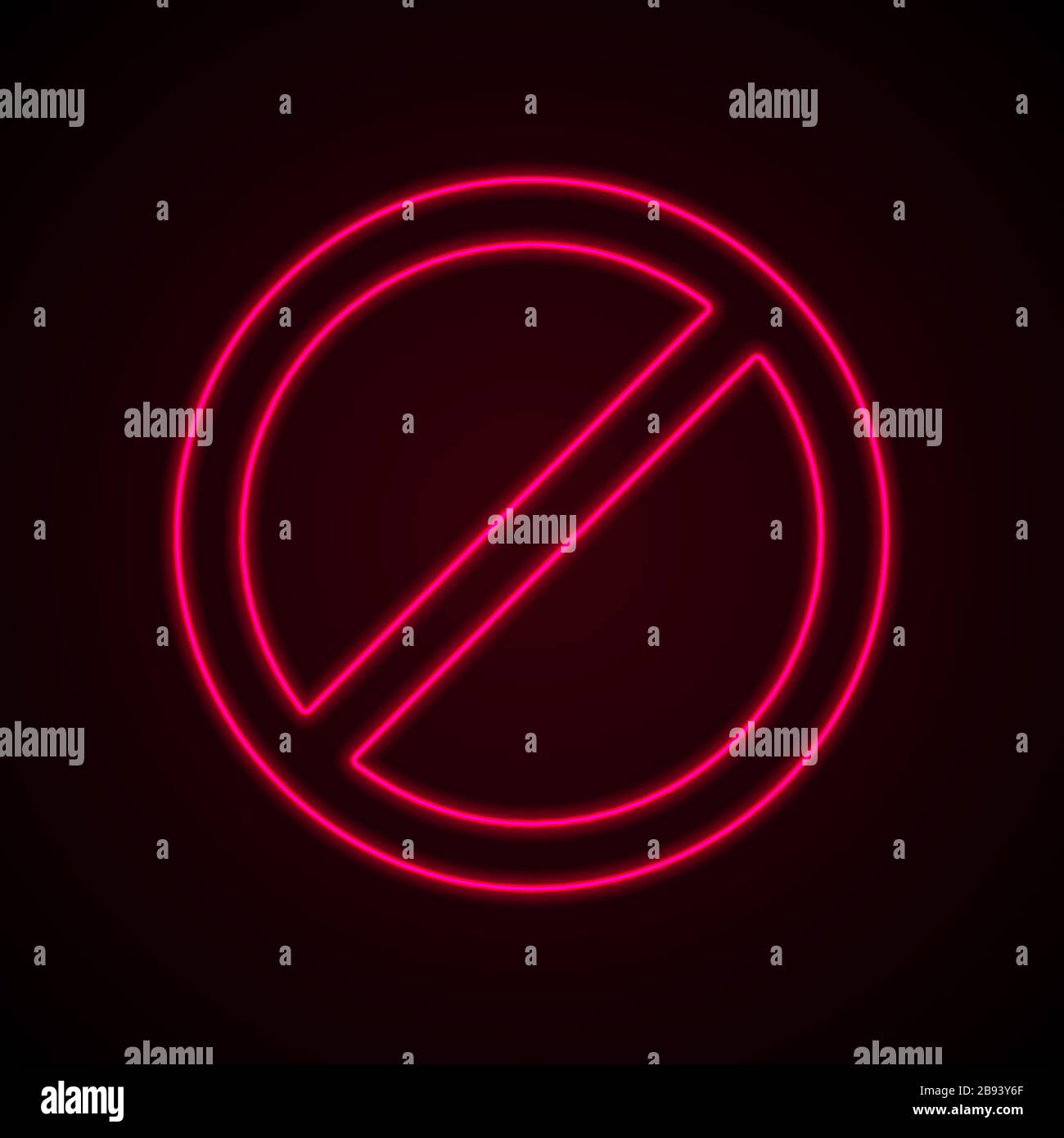 Not allowed sign. Neon glowing graphic design. Vector Illustration ...