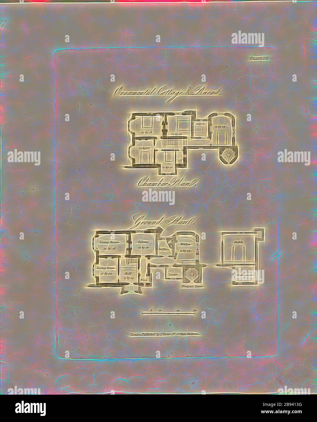 Ornamented Cottage and Ruins, Floor plan of an ornate country house ...