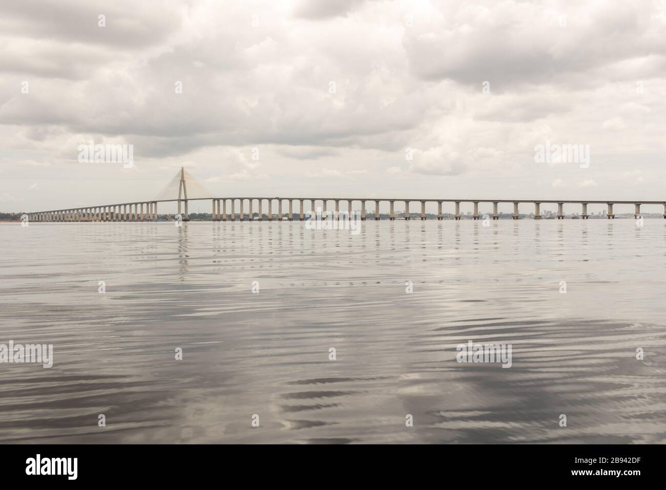 great bridge over the Amazon river in the city of Manaus Brazil Stock ...