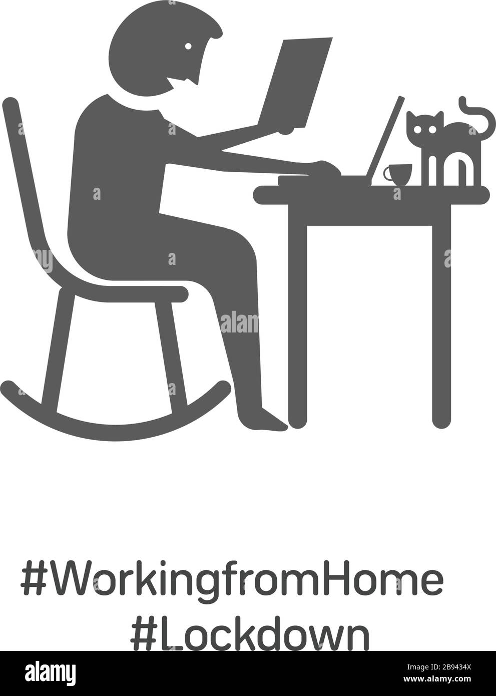 Coronavirus quarantine concept. Working from home. a worker sitting on ...