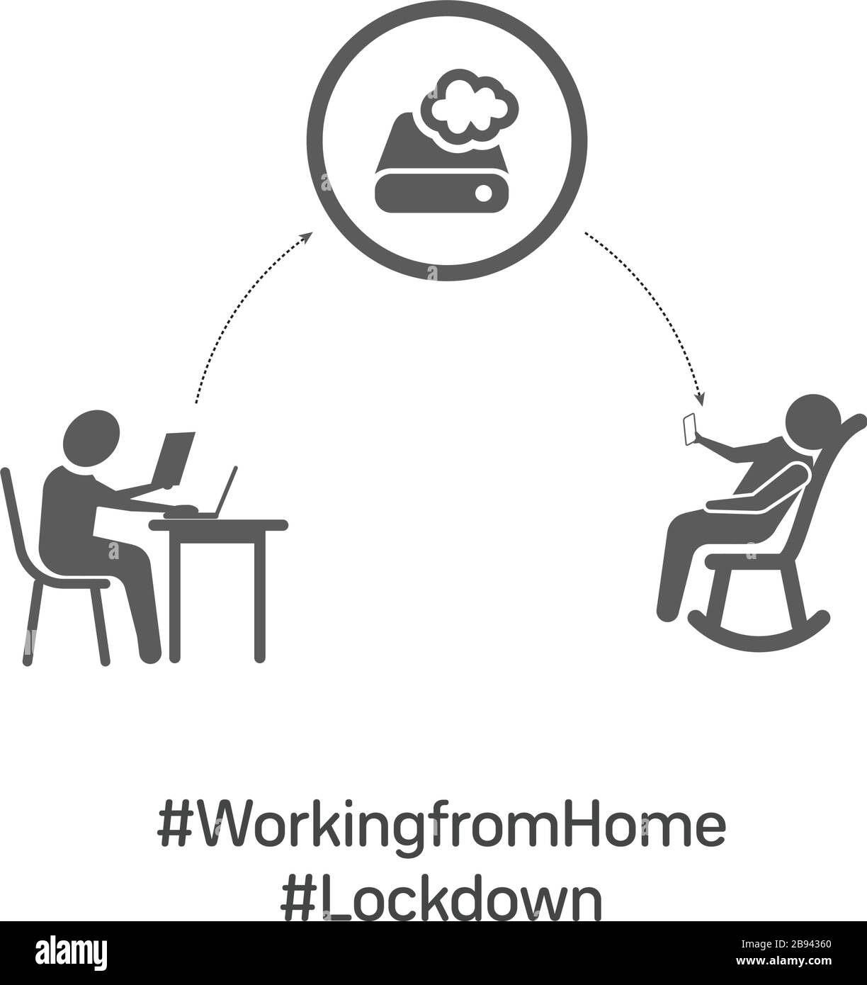 Coronavirus quarantine concept. Working from home. a worker sitting on ...