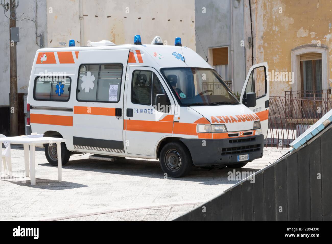van for medical assistance with the text AMBULANZA that meaning ...