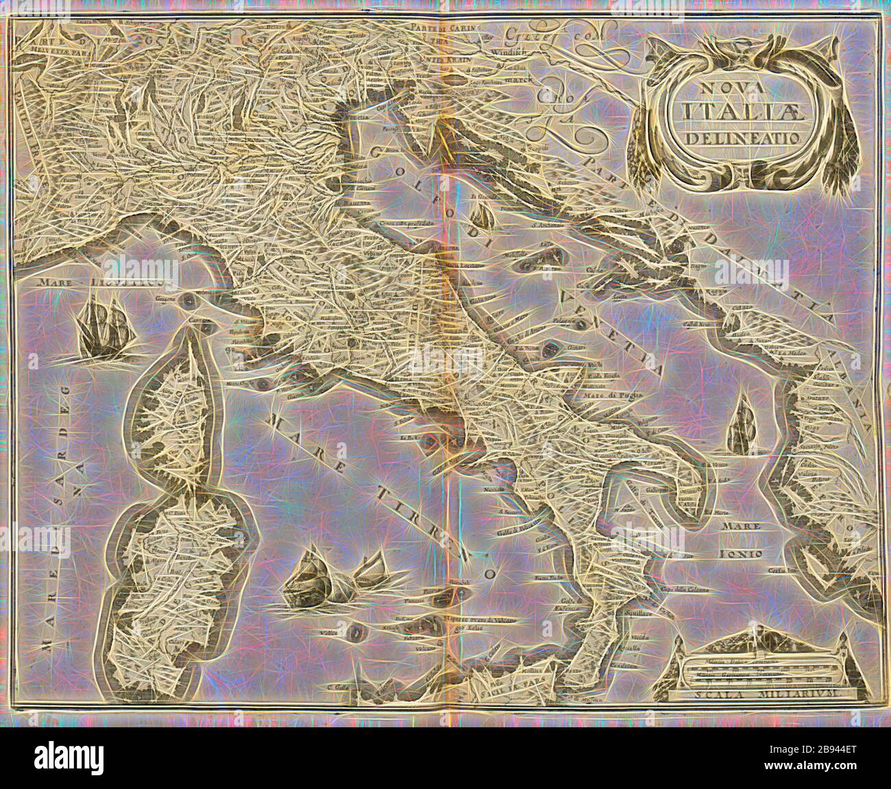 New Italian Brazil, Map of Italy, Fig. 3, 1640, Martin Zeiller ...