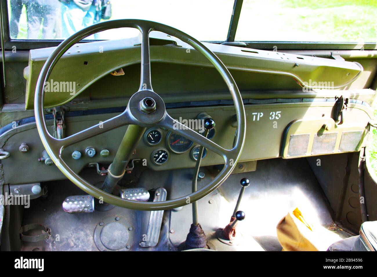 interior of a WWII American military jeep and various gears Stock Photo ...