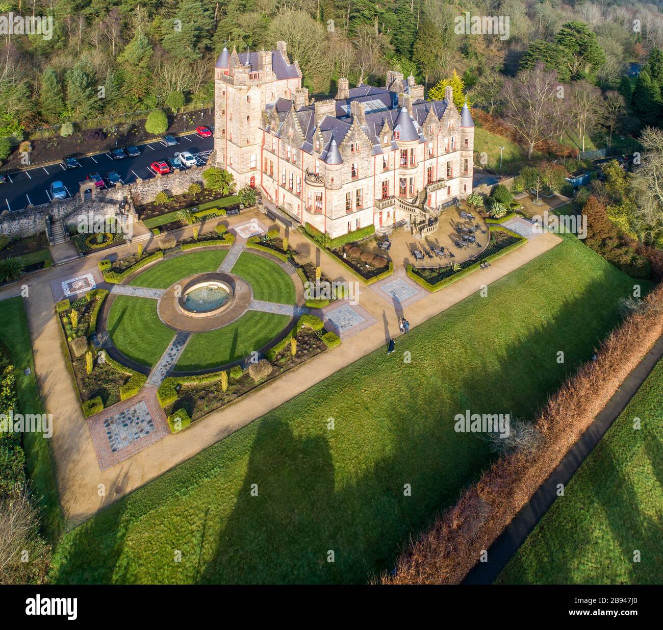 Belfast castle. Built in 19th century. Tourist attraction on the slopes ...