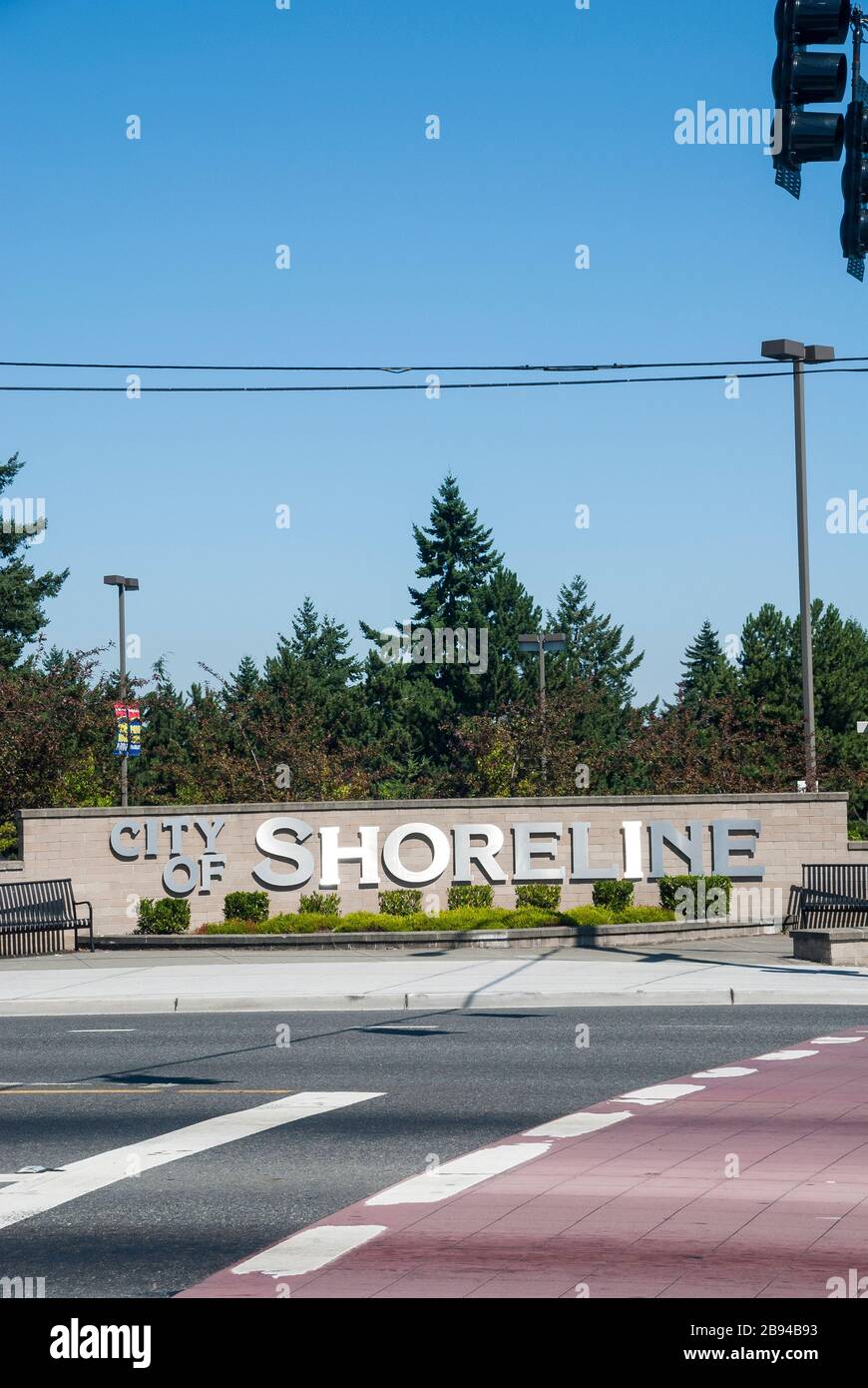 Sign on brick marquee at entrance to Richmond Highlands-Shoreline in ...