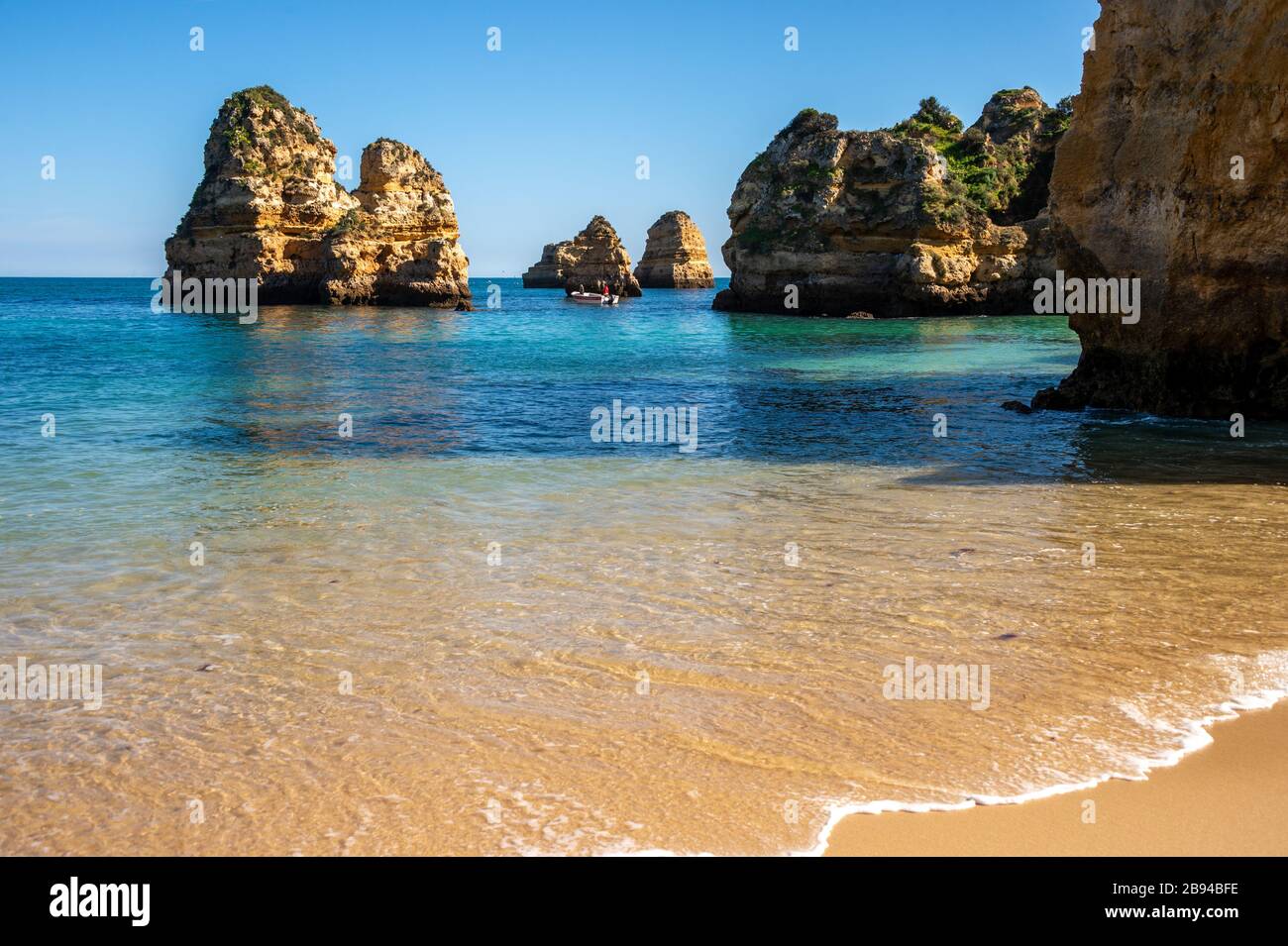 Lagos, Portugal - 7 March 2020: Atlantic ocean and cliffs at Praia do ...