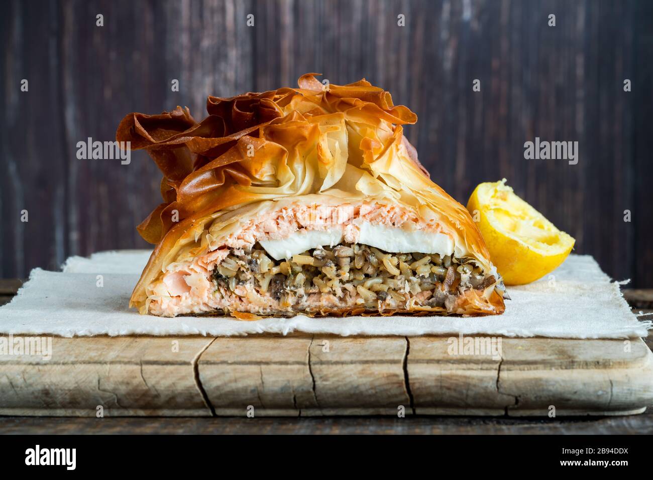 Coulibiac - Russian type of pirog filled with salmon stuffed with rice ...
