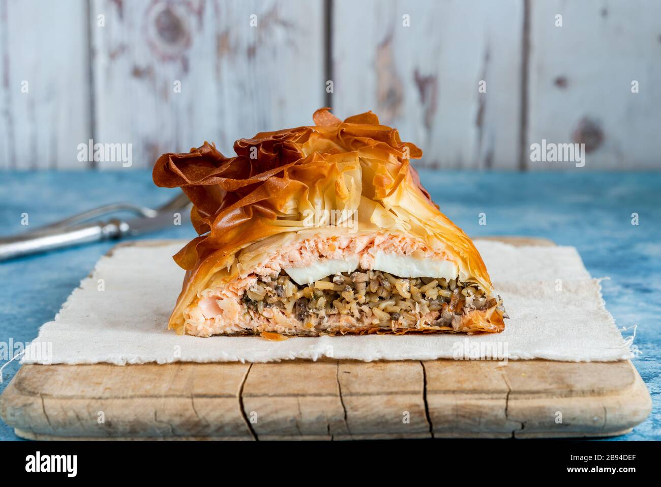 Coulibiac - Russian type of pirog filled with salmon stuffed with rice ...