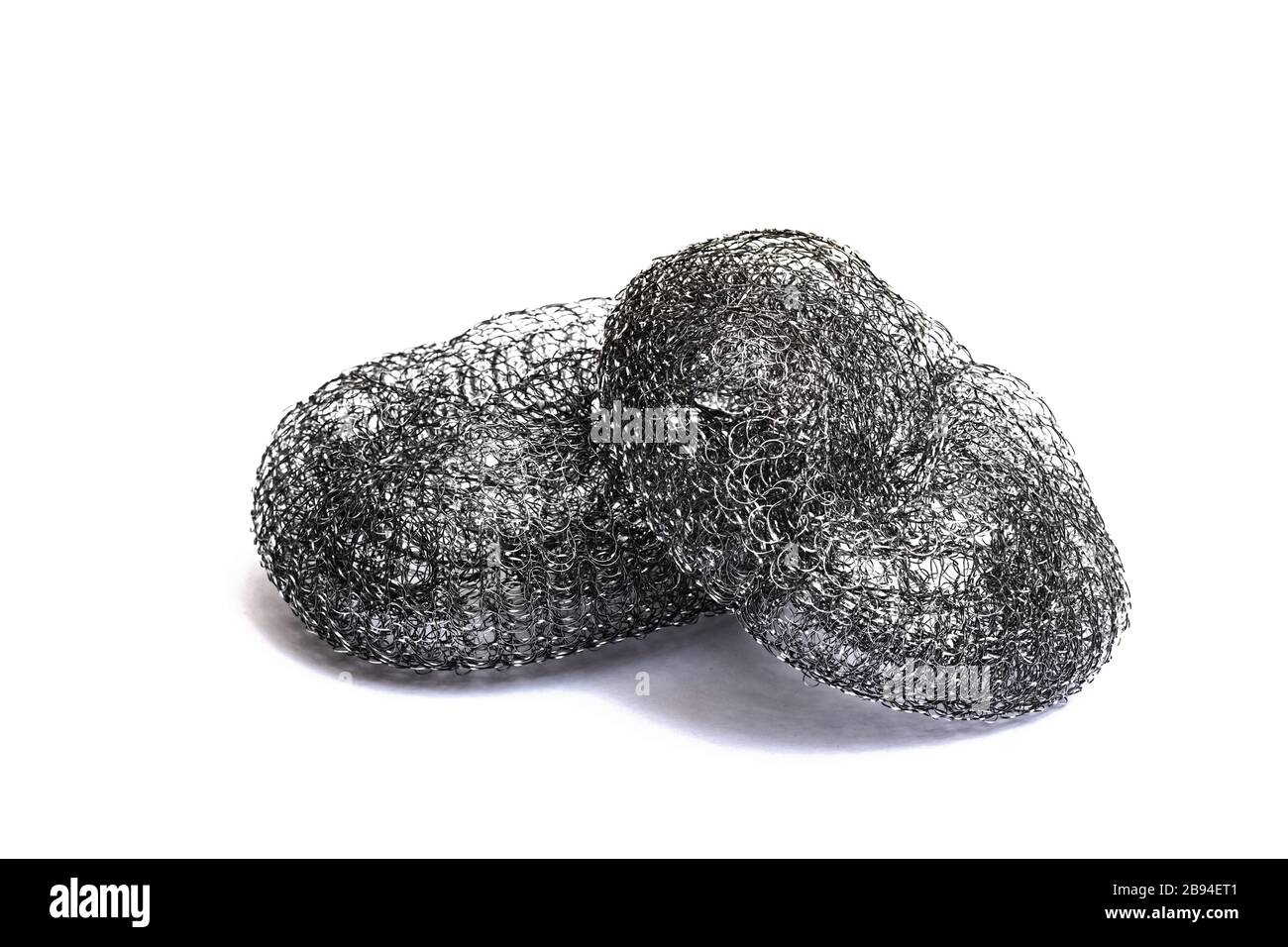 Two metal sponges for dishes isolated on white background Stock Photo ...