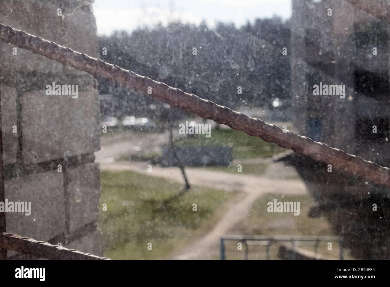 Dirty glass window close up, abstract background Stock Photo - Alamy