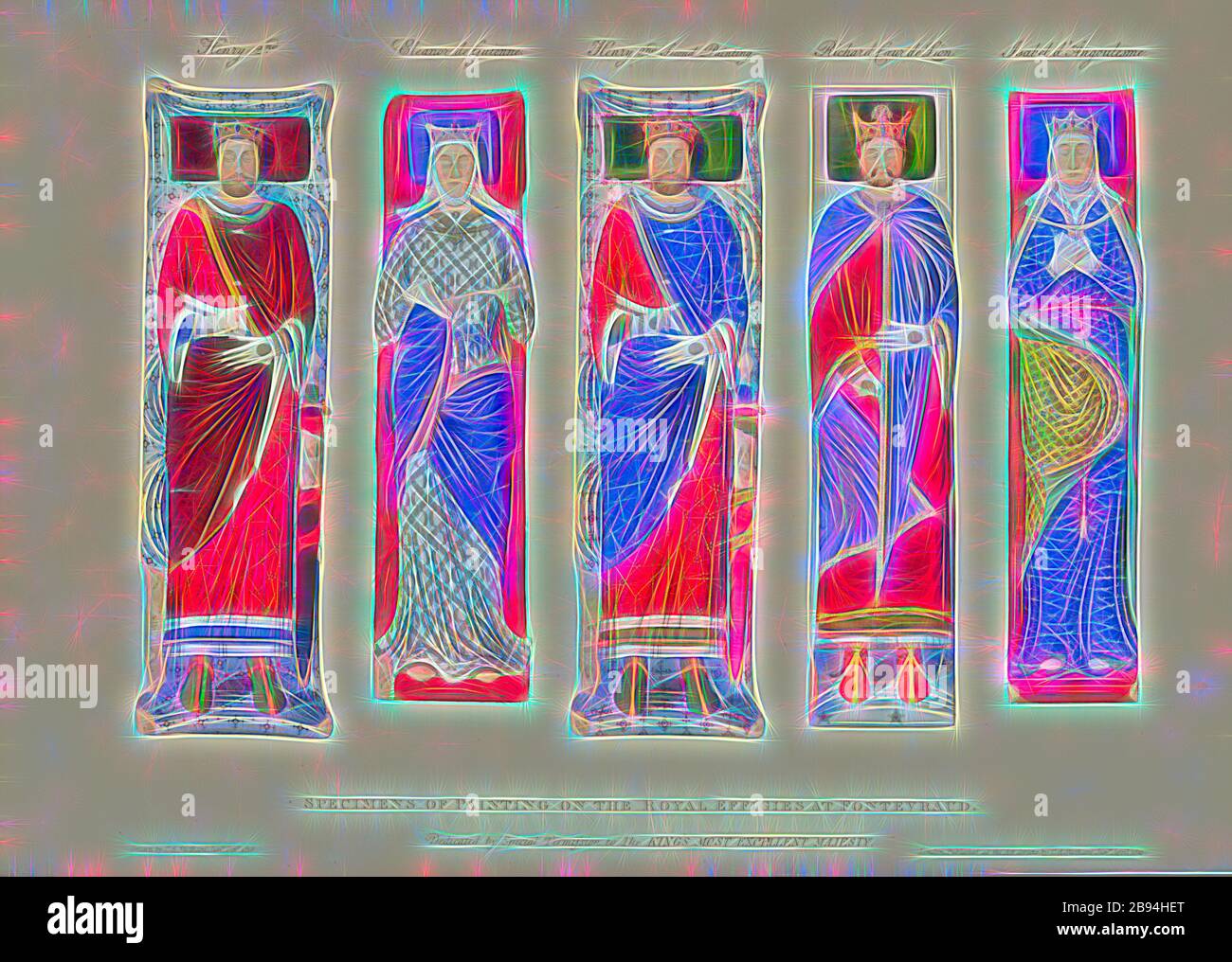 Specimens of Painting on the Royal Effigies at Fontevraud, Portraits of ...