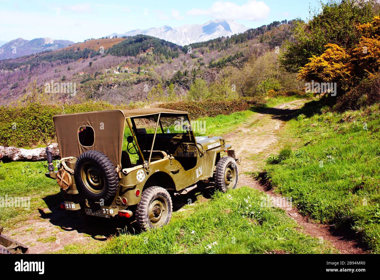 American military jeep of the Second World War on the paths of the ...