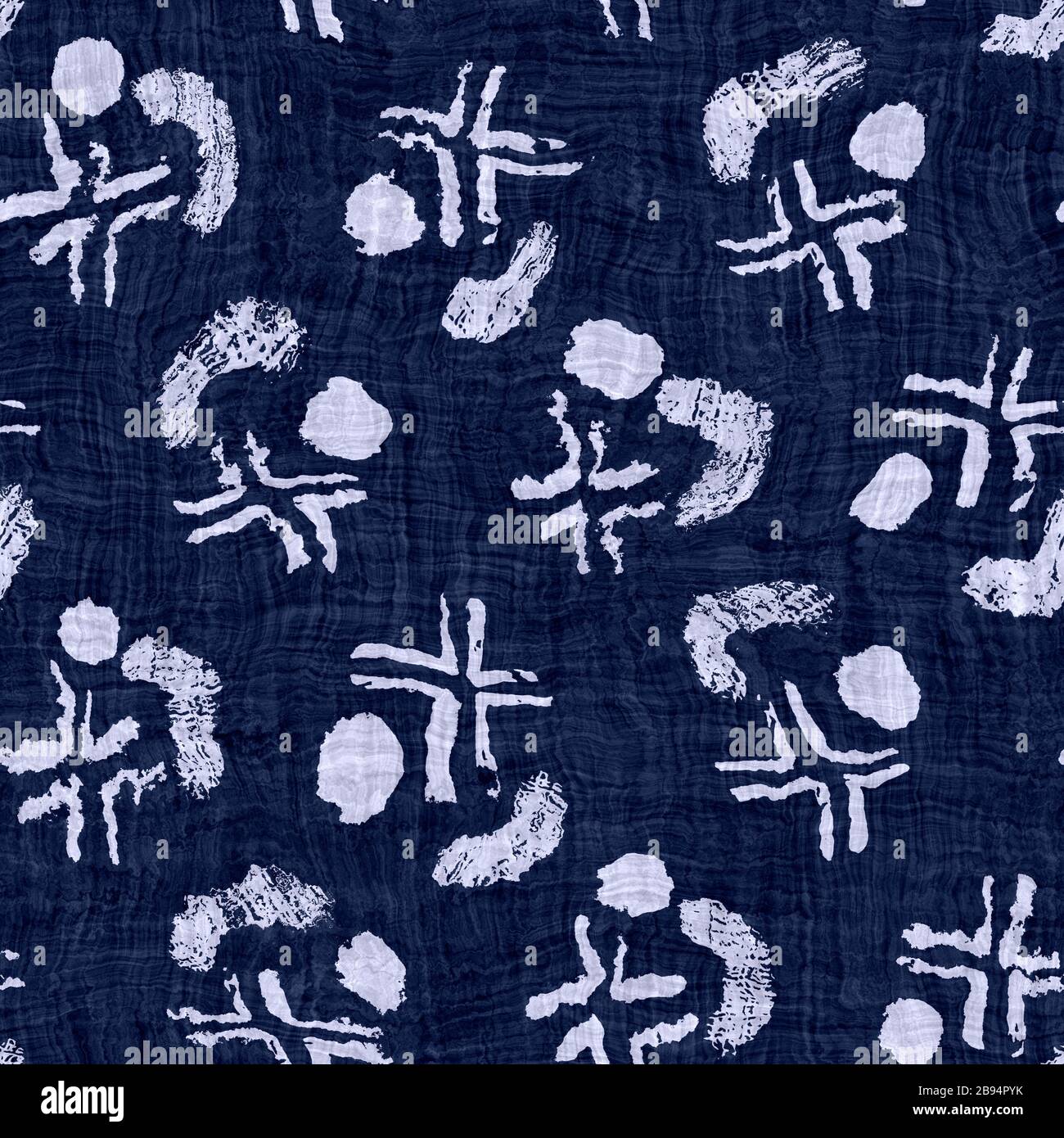 Indigo blue wax resist dyed criss cross texture background. Seamless ...